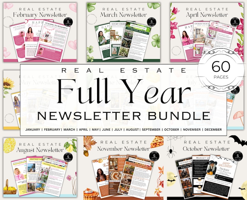 Real Estate Newsletter Bundle| Real Estate Full Year Newsletter Bundle ...