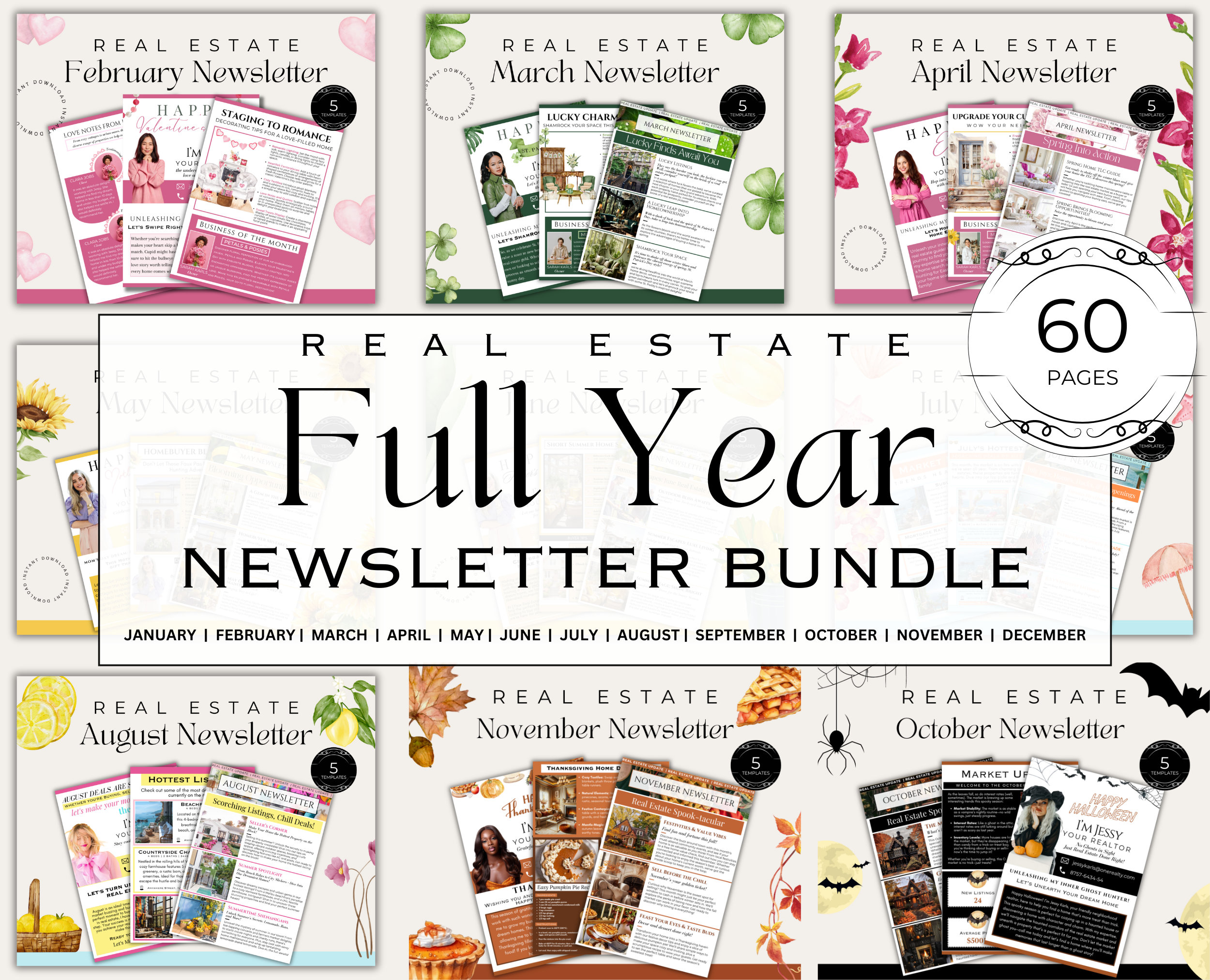 Real Estate Newsletter Bundle| Real Estate Full Year Newsletter Bundle ...