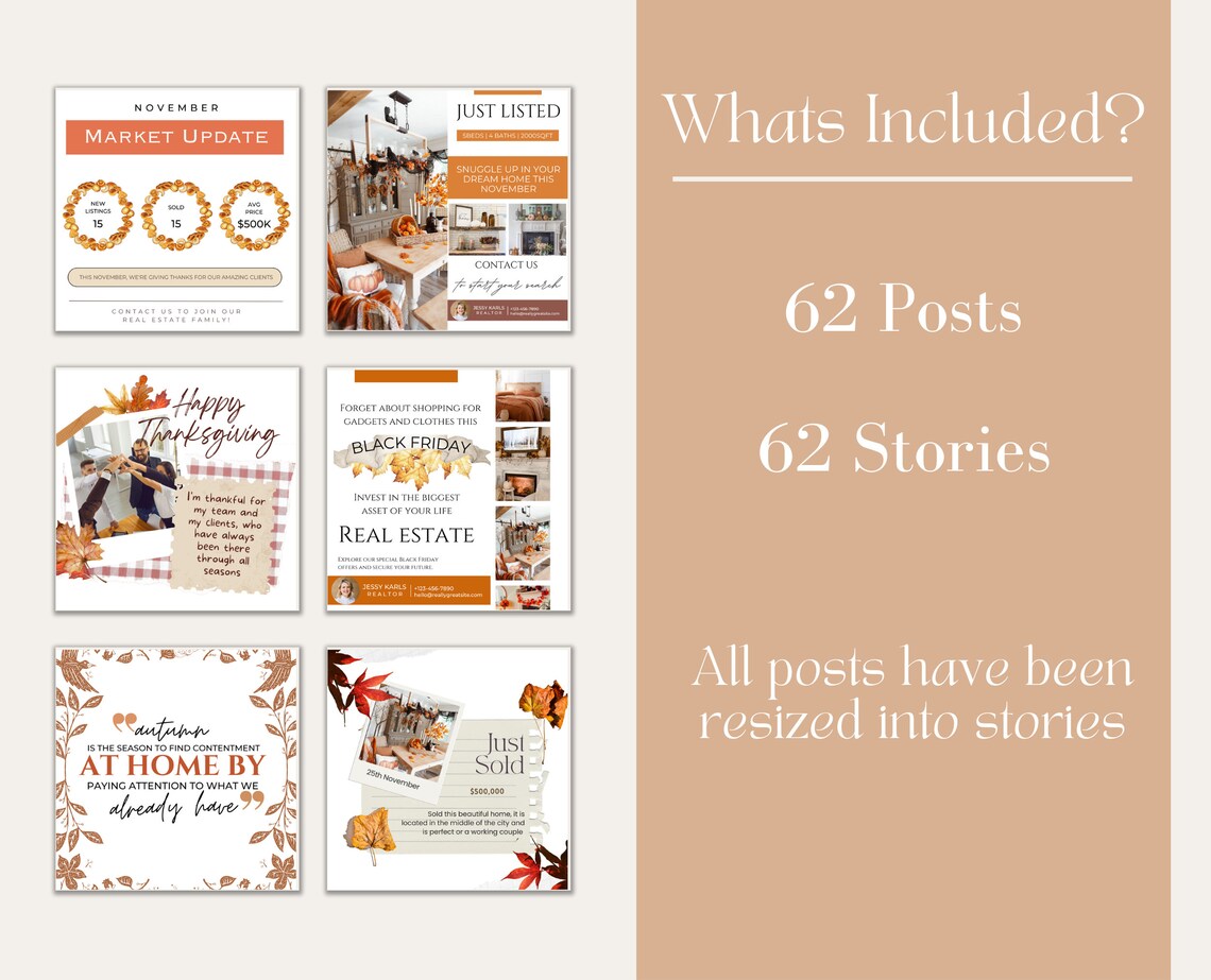 November Real Estate Marketing Templates| November Real Estate Posts ...