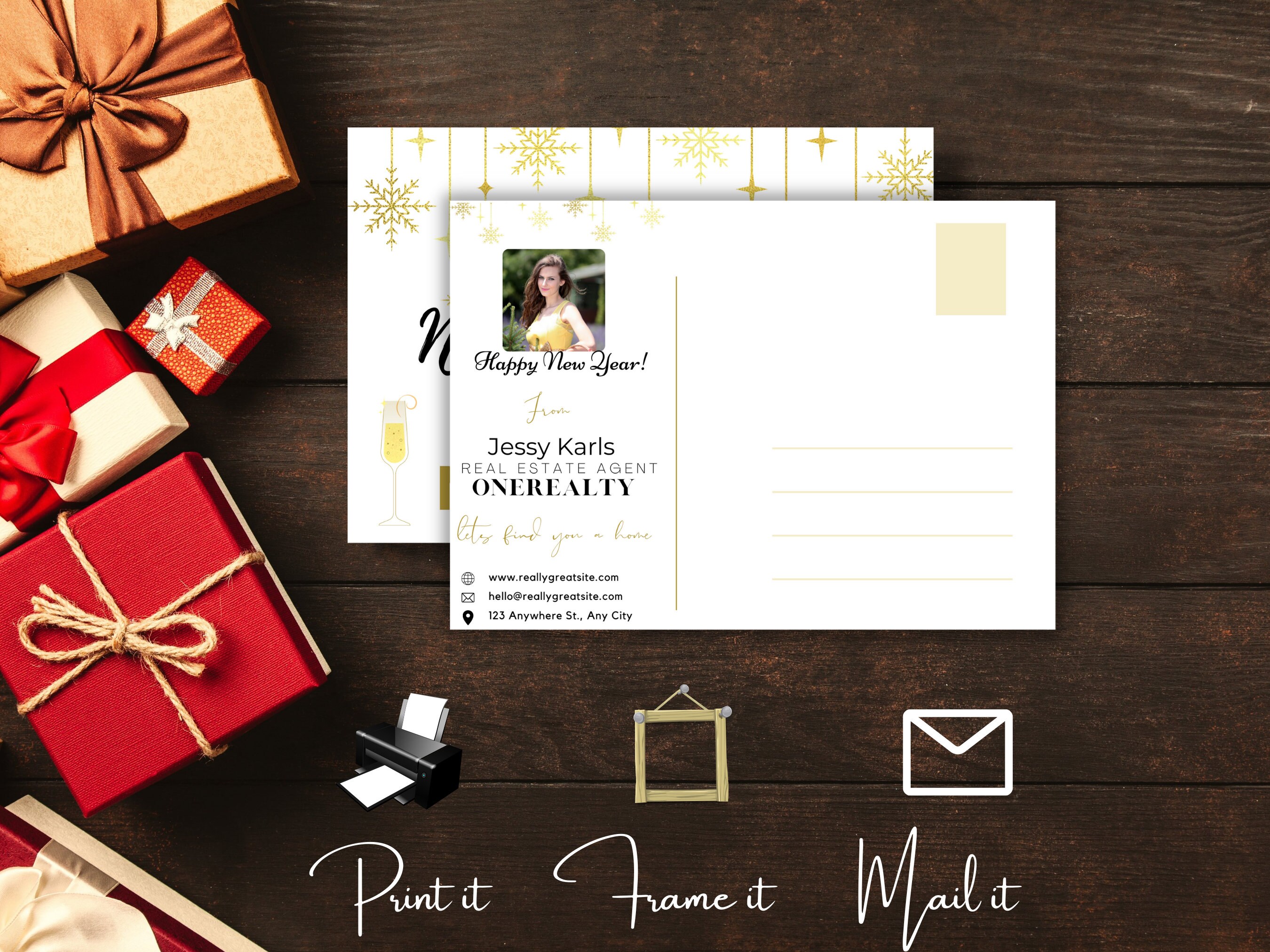 3 Real Estate New Years Postcards| Holiday Edition Postcards| Real ...