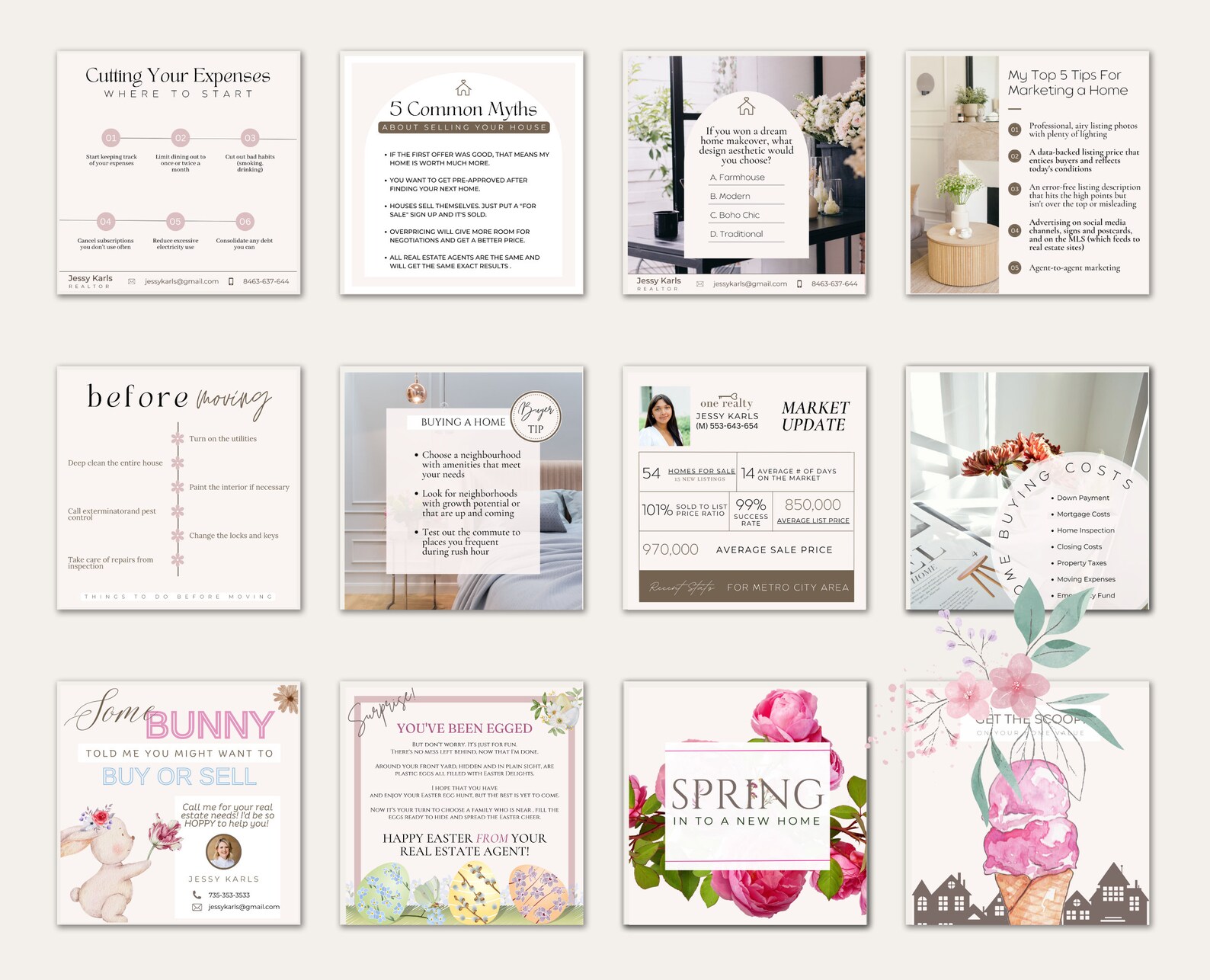 70 Real Estate April Marketing Templates Spring Realtor Posts Easter ...