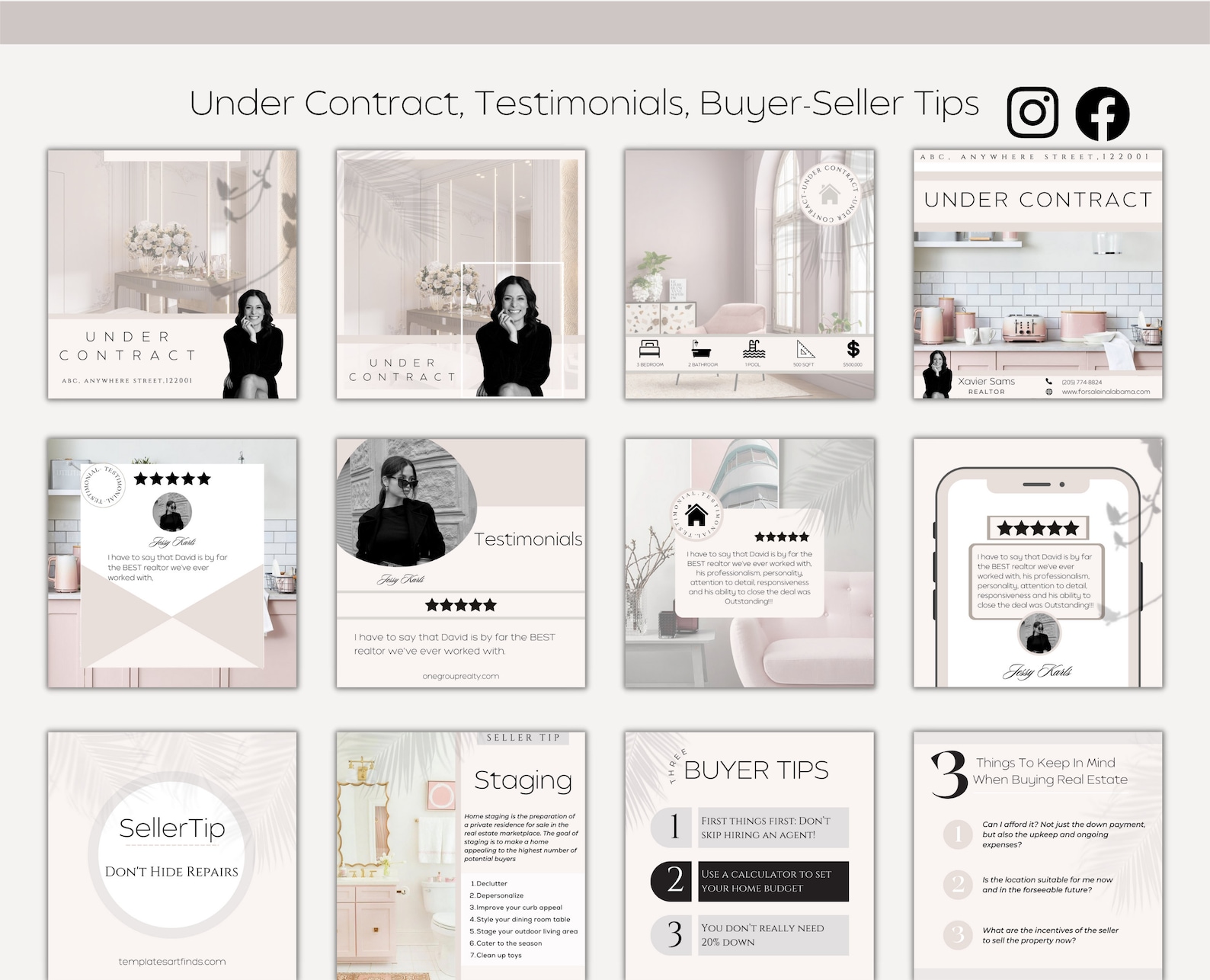 300+ Aesthetic Real Estate Marketing Templates| Social Media Posts and ...