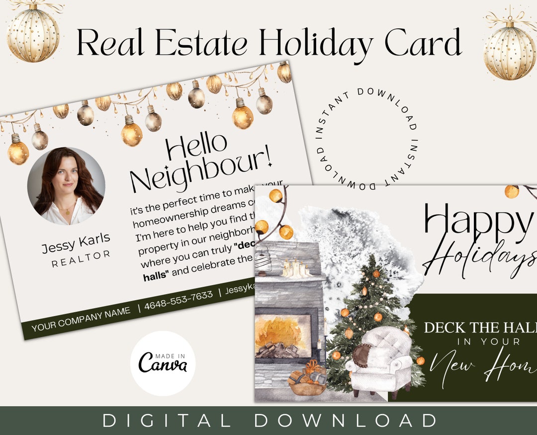 Real Estate Holiday Postcard| Hello Neighbor Postcard| Real Estate ...