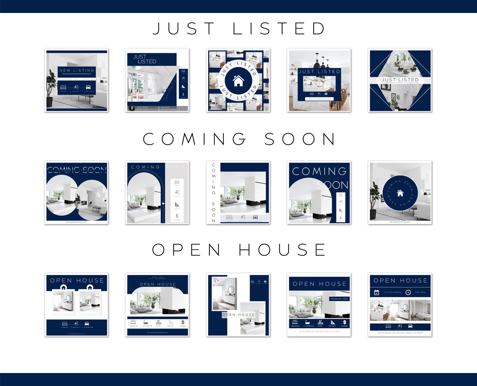 400 Dark Blue Real Estate Marketing Templates Realtor Social - Etsy