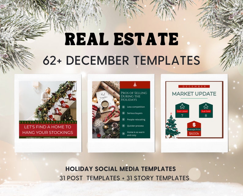 62 Christmas Real Estate Social Media Posts Real Estate - Etsy