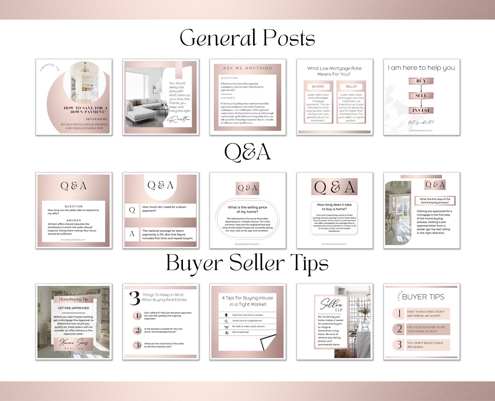 White & Rose Gold Real Estate Templates| Realtor Marketing Bundle ...