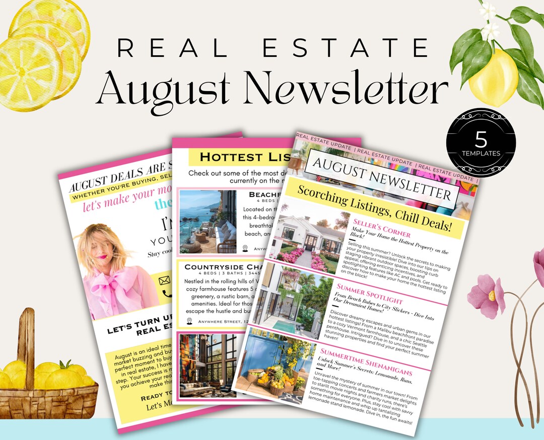 August Real Estate Newsletter| August Real Estate Mailer| Summer Real ...