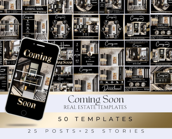 50 Coming Soon Luxury Real Estate Templatesblack & Gold - Etsy