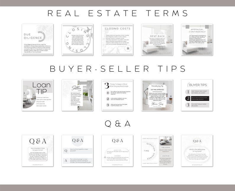 600 Clean Aesthetic Real Estate Templates Realtor Social - Etsy