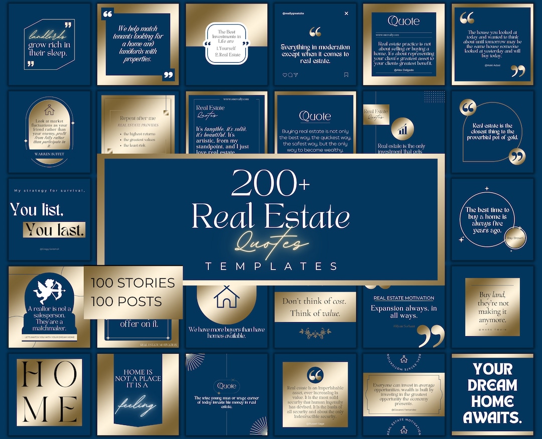 200+ Blue and Gold Real Estate Quote Templates| Luxury Realtor Quotes ...