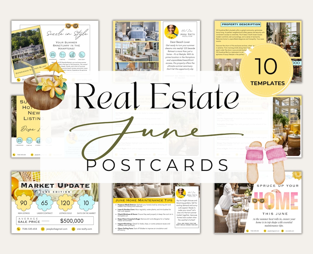 June Real Estate Postcard Template|summer Real Estate Postcard|realtor ...