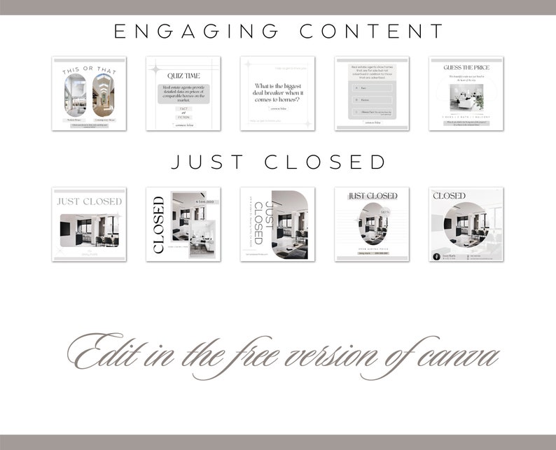 600 Clean Aesthetic Real Estate Templates Realtor Social - Etsy