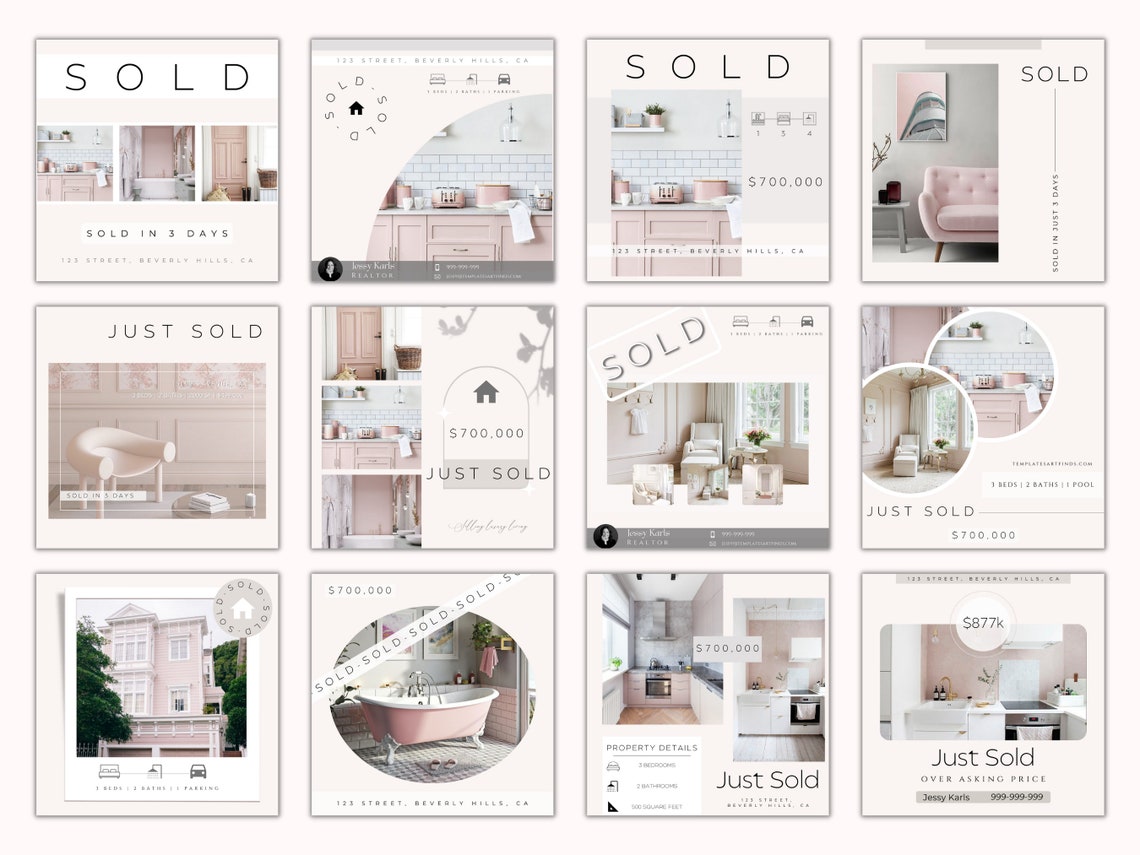 50 SOLD Aesthetic Real Estate Templatesblush Pink Instagram - Etsy