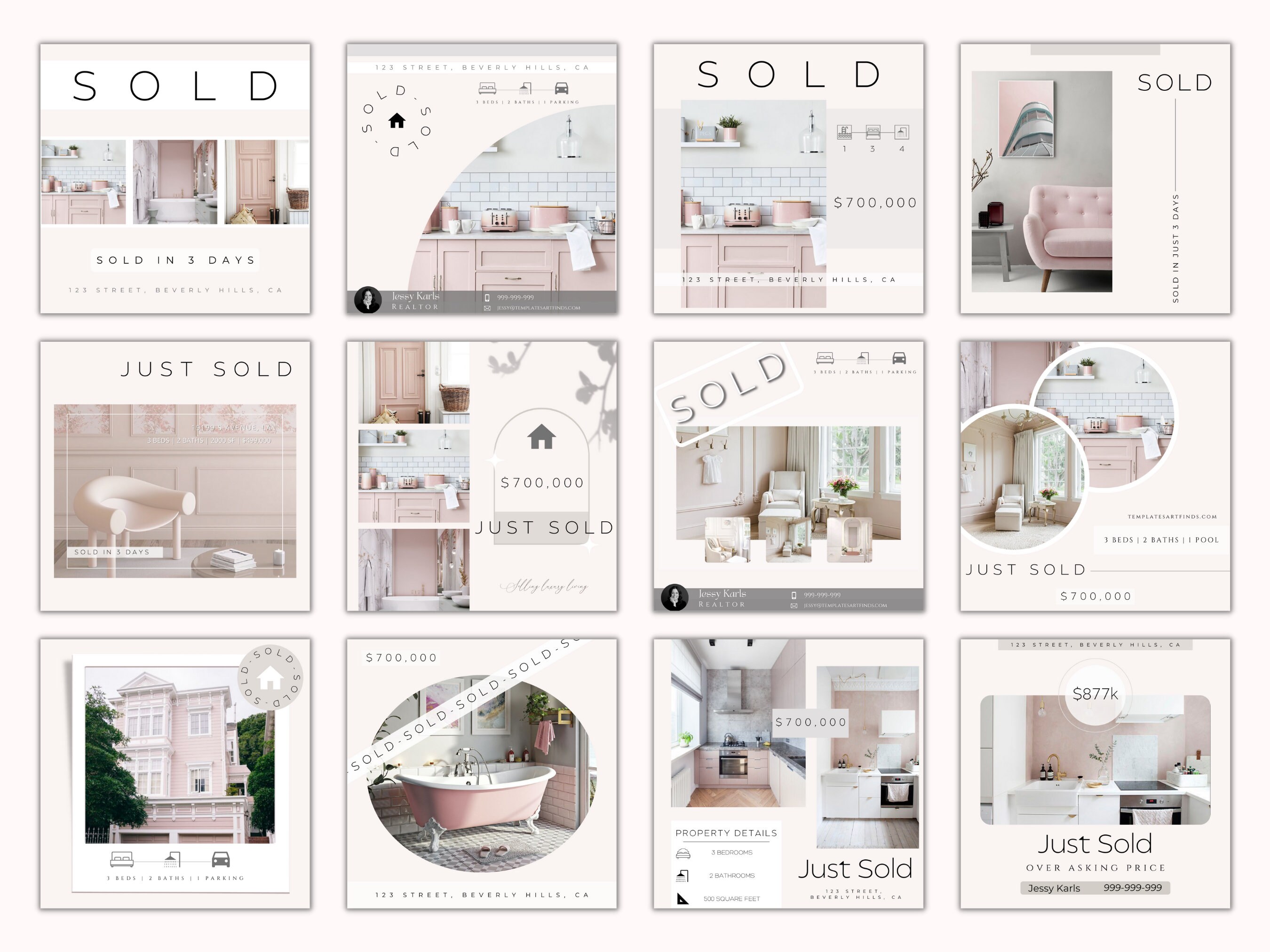50 SOLD Aesthetic Real Estate Templatesblush Pink Instagram - Etsy