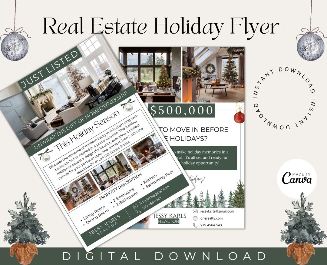 Holiday Just Listed Flyer|real Estate Christmas Flyer| Real Estate ...