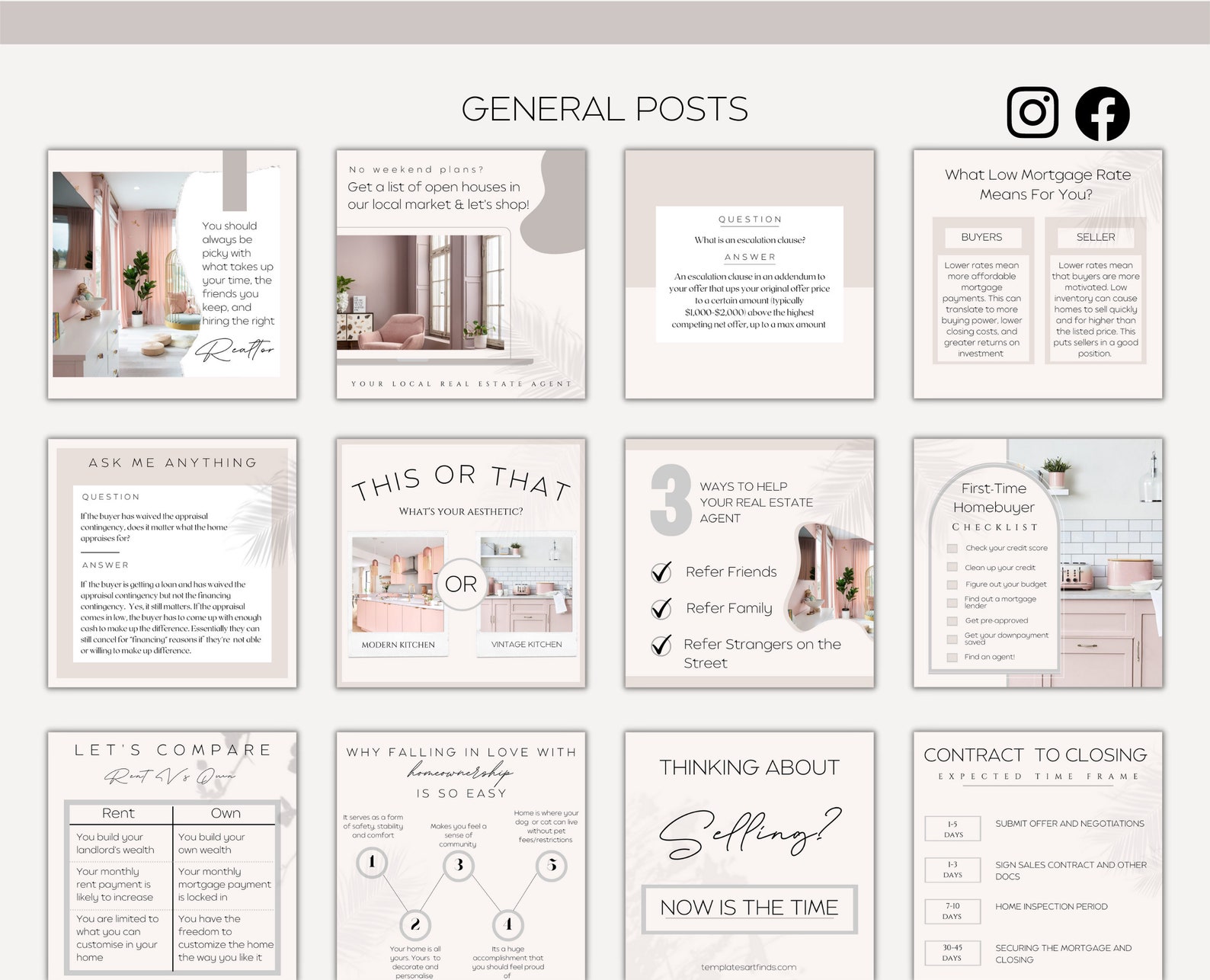 300 Aesthetic Real Estate Marketing Templates Social Media - Etsy Australia