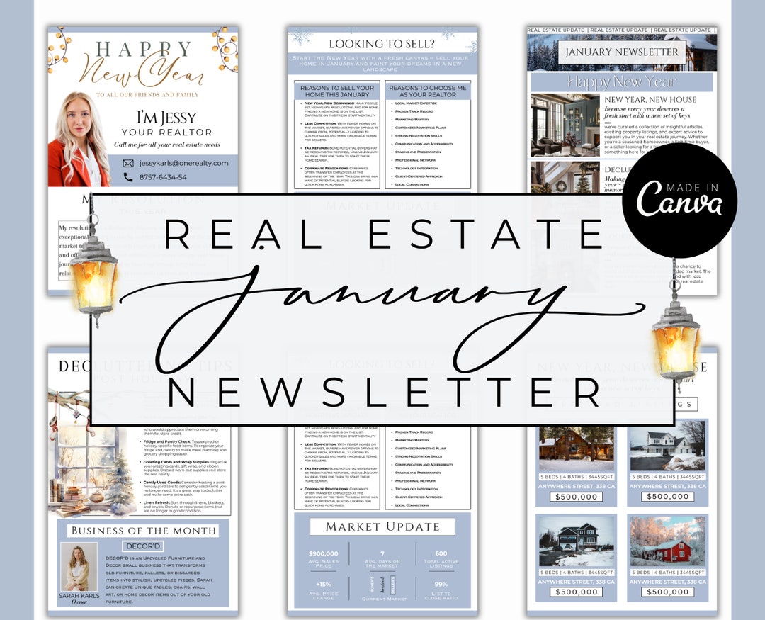 January Real Estate Newsletter Template| Real Estate Winter Newsletter ...