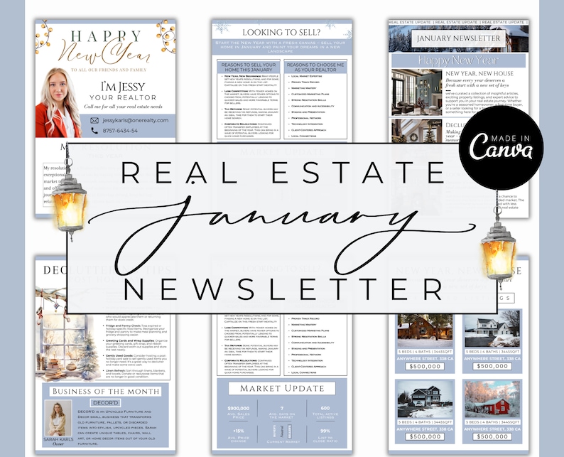 January Real Estate Newsletter Template| Real Estate Winter Newsletter ...