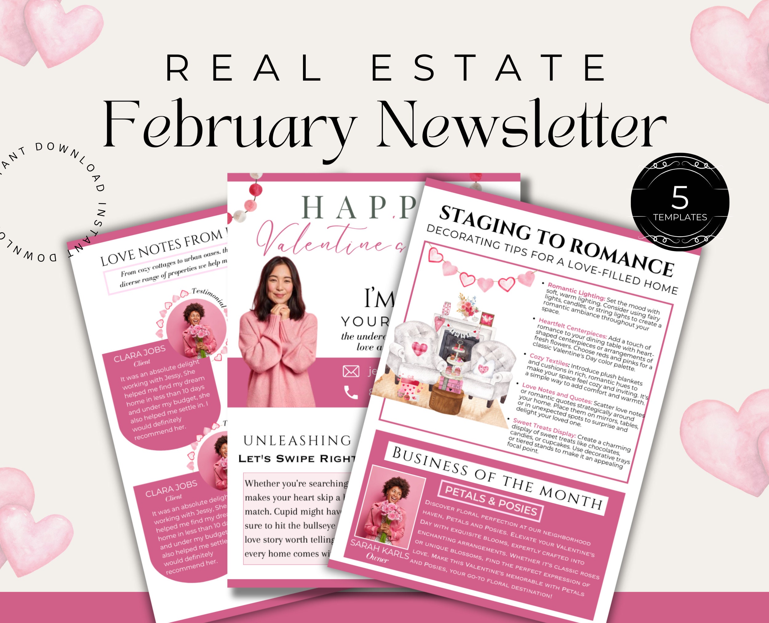 130 February Real Estate Templates| Valentines Day Real Estate ...