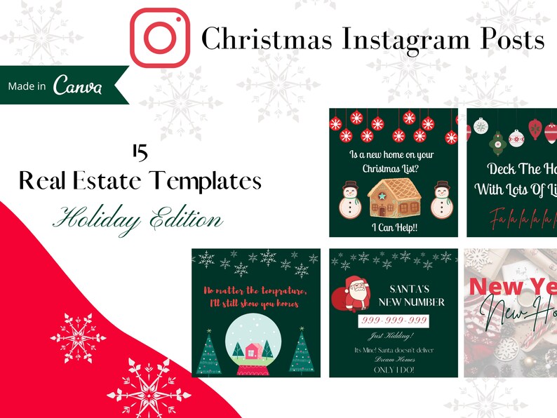Real Estate Christmas Bundle| Social Media Posts| Christmas Postcards ...