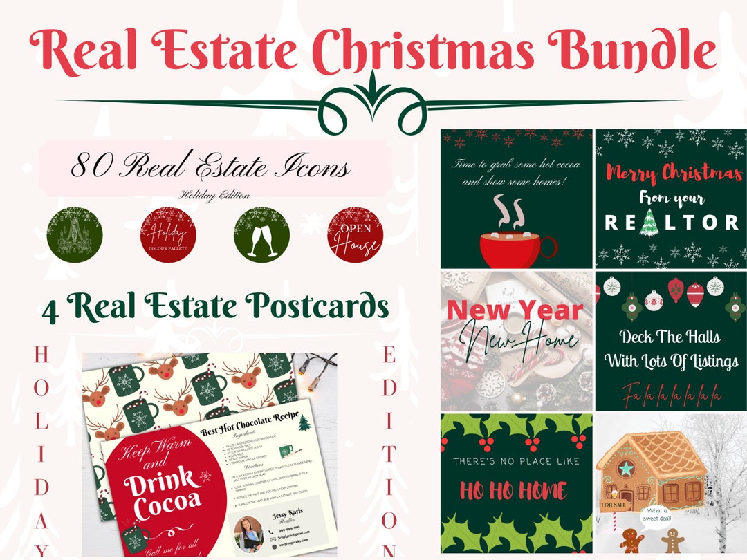 Real Estate Christmas Bundle| Social Media Posts| Christmas Postcards ...