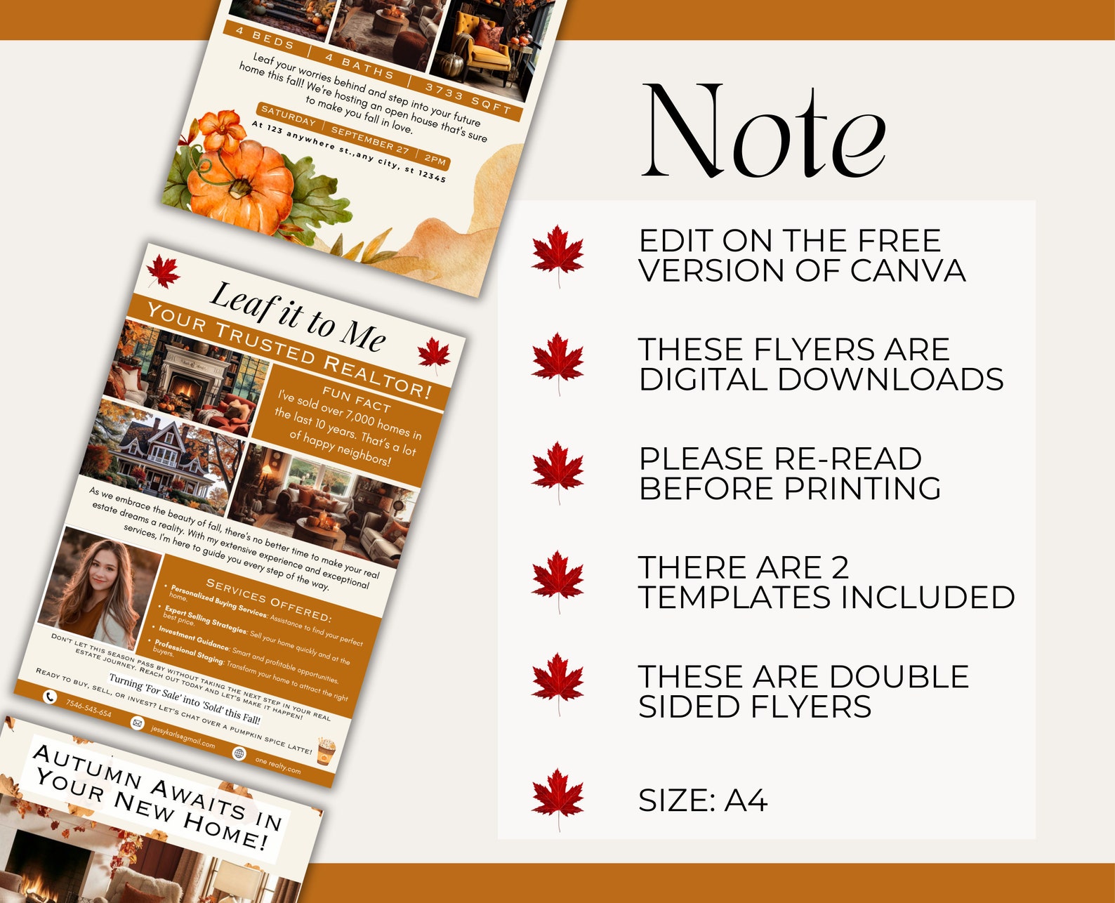 September Real Estate Flyer Templates| Fall Real Estate Flyers| Autumn ...