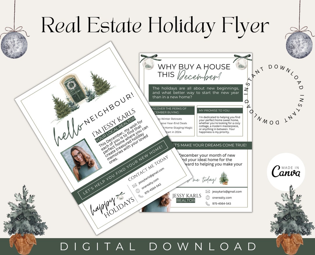 Real Estate Holiday Flyer Template| Hello Neighbor Flyer| Real Estate ...
