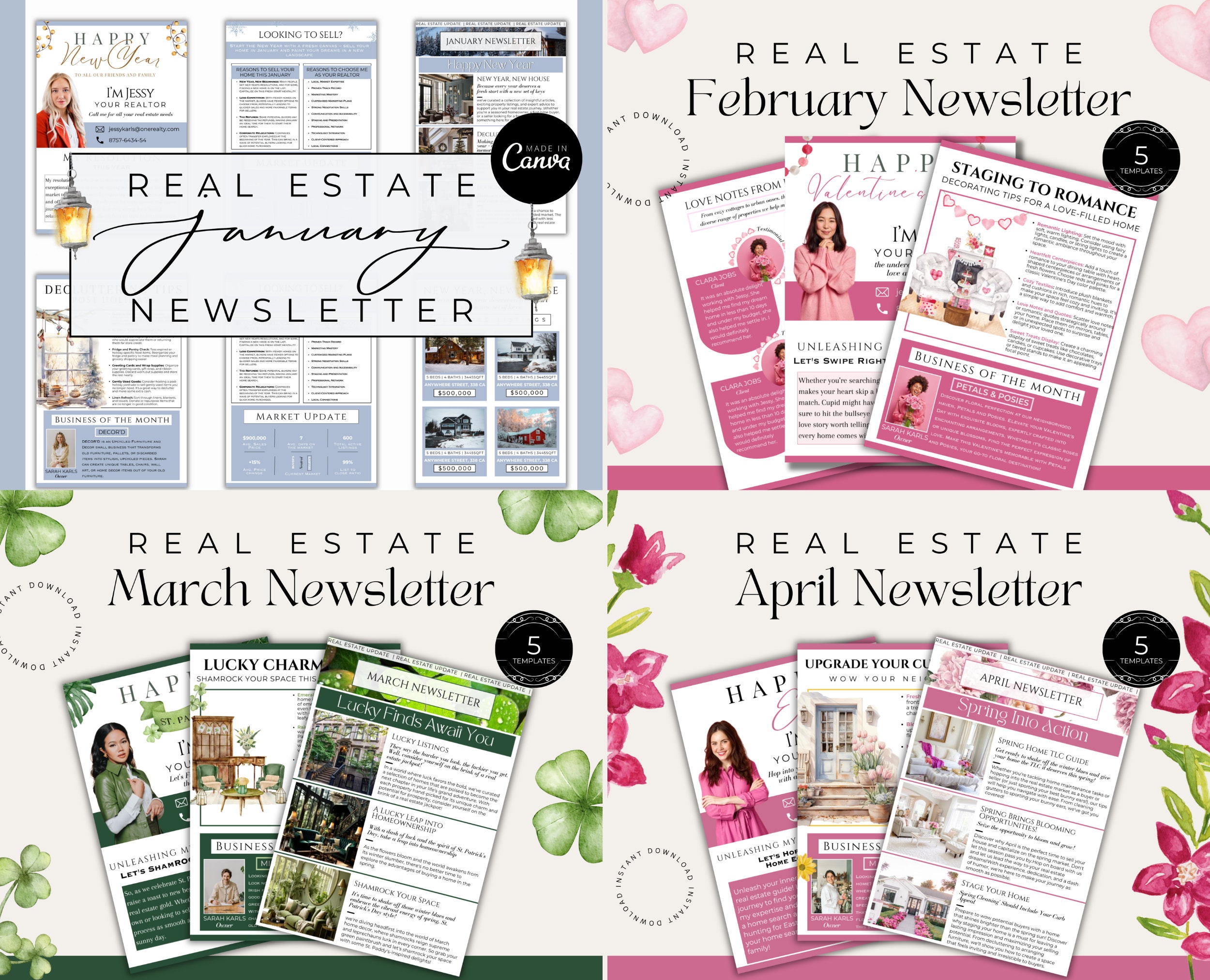 Real Estate Newsletter Bundle| Real Estate Full Year Newsletter Bundle ...