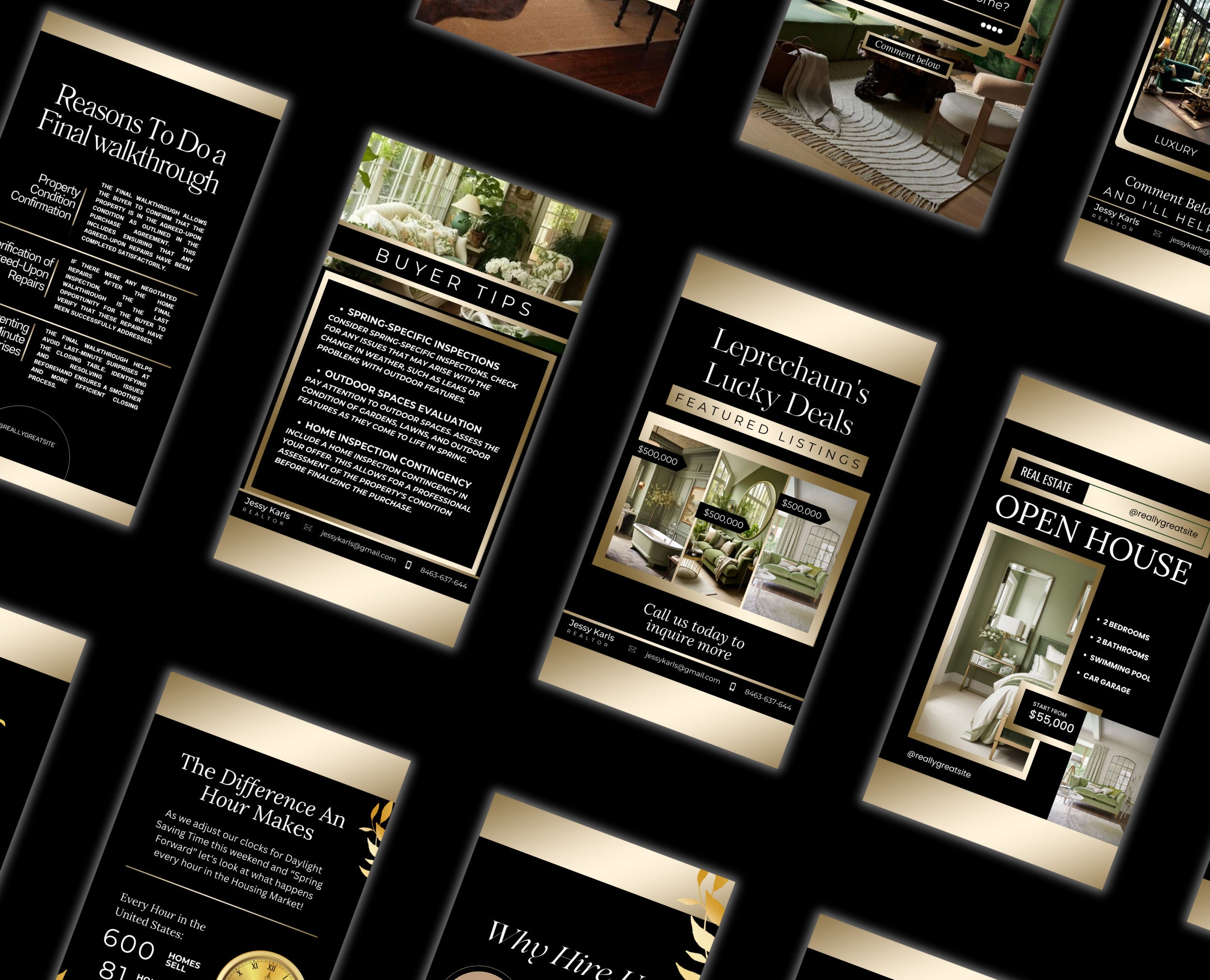 Black and Gold March Real Estate Marketing Templates| St Patricks Day ...