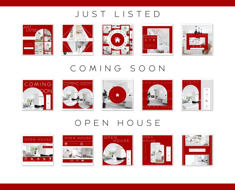650 Red Real Estate Marketing Templates Bundle Canvarealtor - Etsy