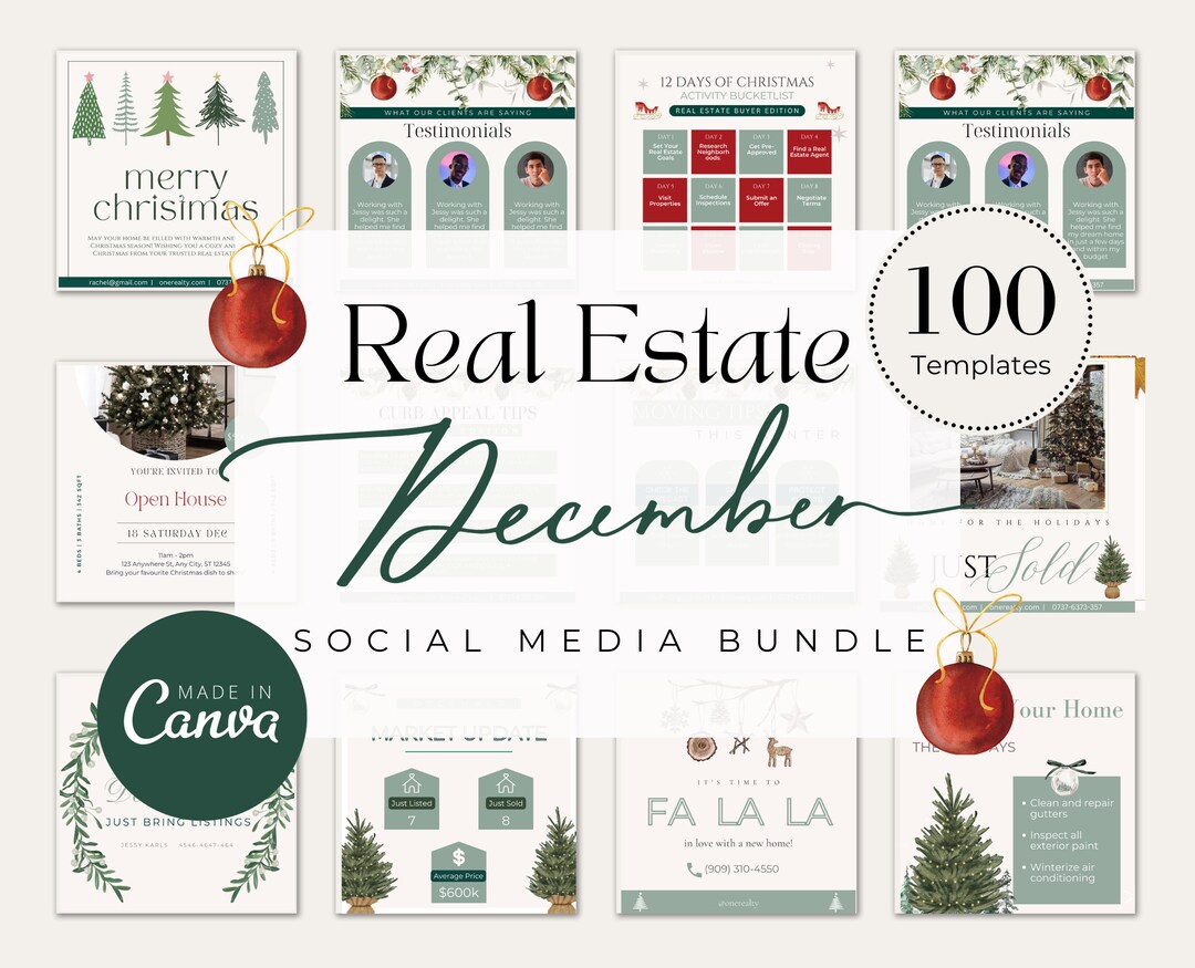 100real Estate December Marketing Templates Real Estate Christmas ...
