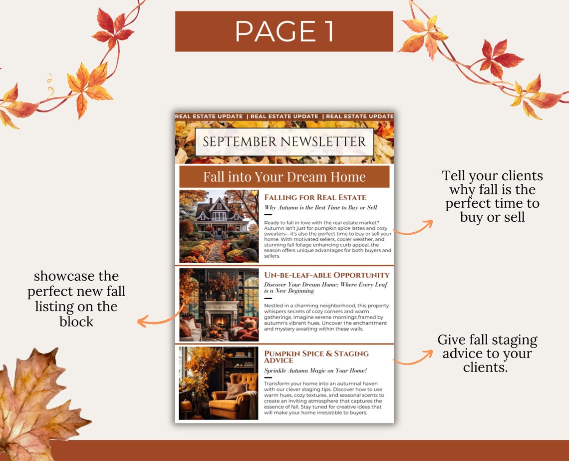 September Real Estate Newsletter| Fall Real Estate Newsletter| Fall ...