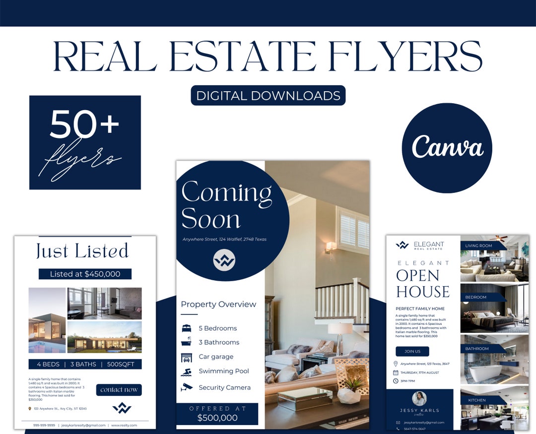 50+ Dark Blue Real Estate Marketing Templates| Realtor Digital ...