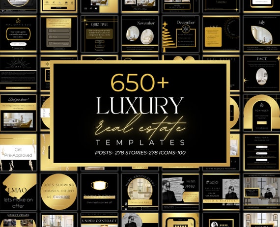 650 Luxury Black and Gold Real Estate Marketing Template - Etsy