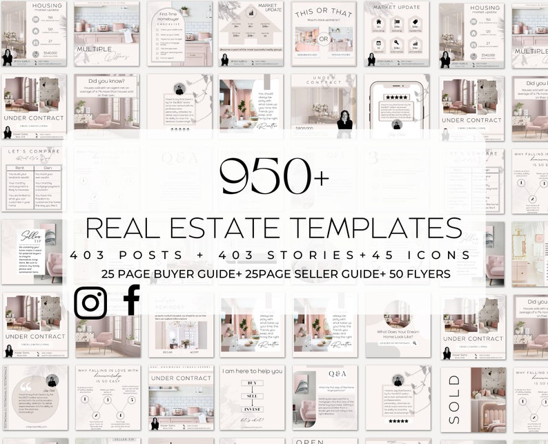 950 Blush Pink Real Estate Marketing Templates Realtor - Etsy