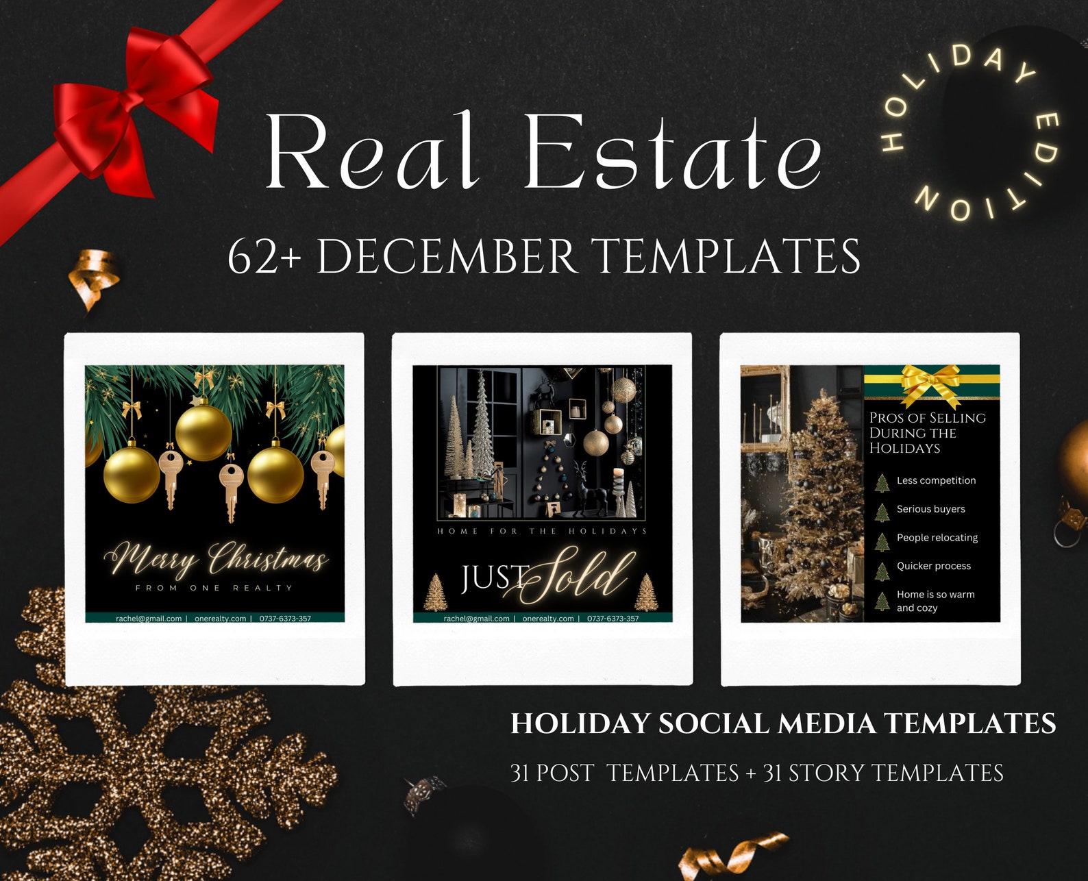Real Estate Christmas Social Media Posts|december Real Estate Social ...