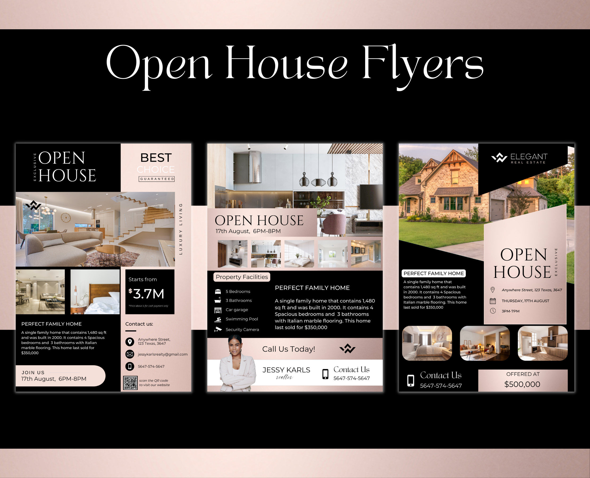 50 Black&rose Gold Real Estate Marketing Flyer Templates|realtor Flyer ...