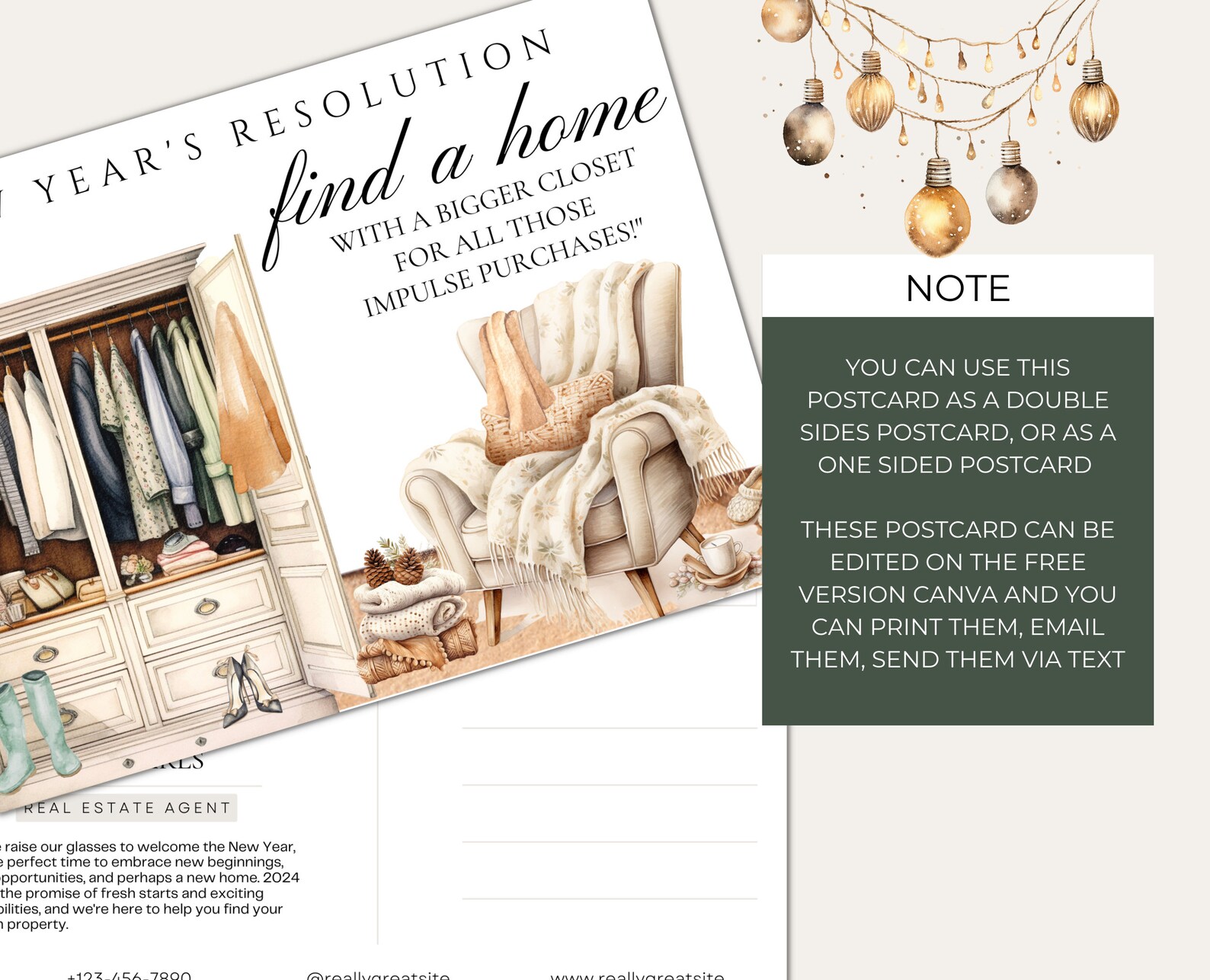 New Year Real Estate Resolution Postcard Templates| New Year Marketing ...