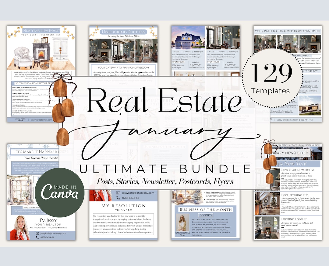 Real Estate January Templates| New Year Real Estate Postcards| January ...