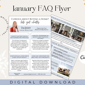 January Real Estate FAQ Flyer| FAQ Flyer Template| Educational Real ...