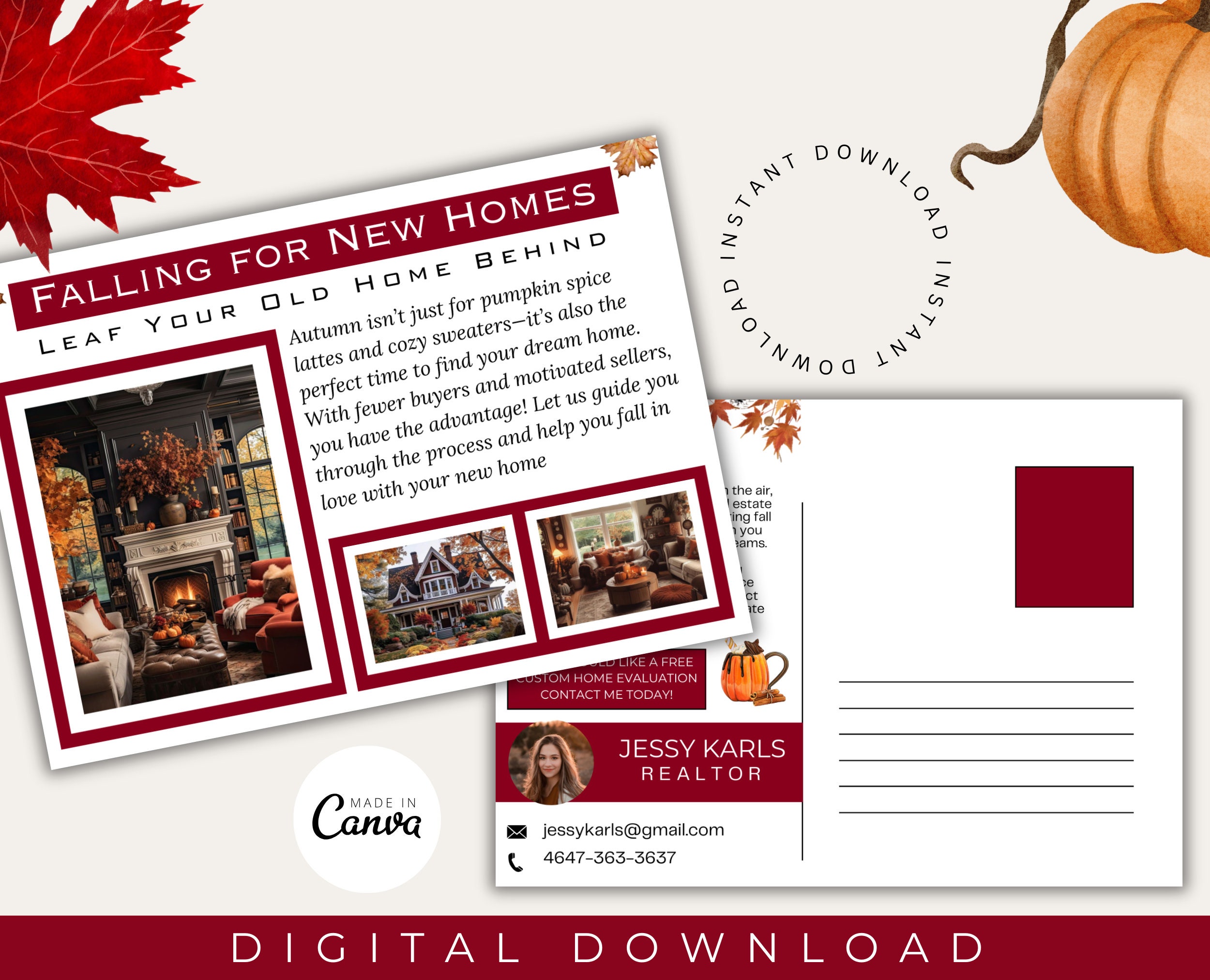 September Real Estate Fall Postcards| Real Estate Fall Marketing ...