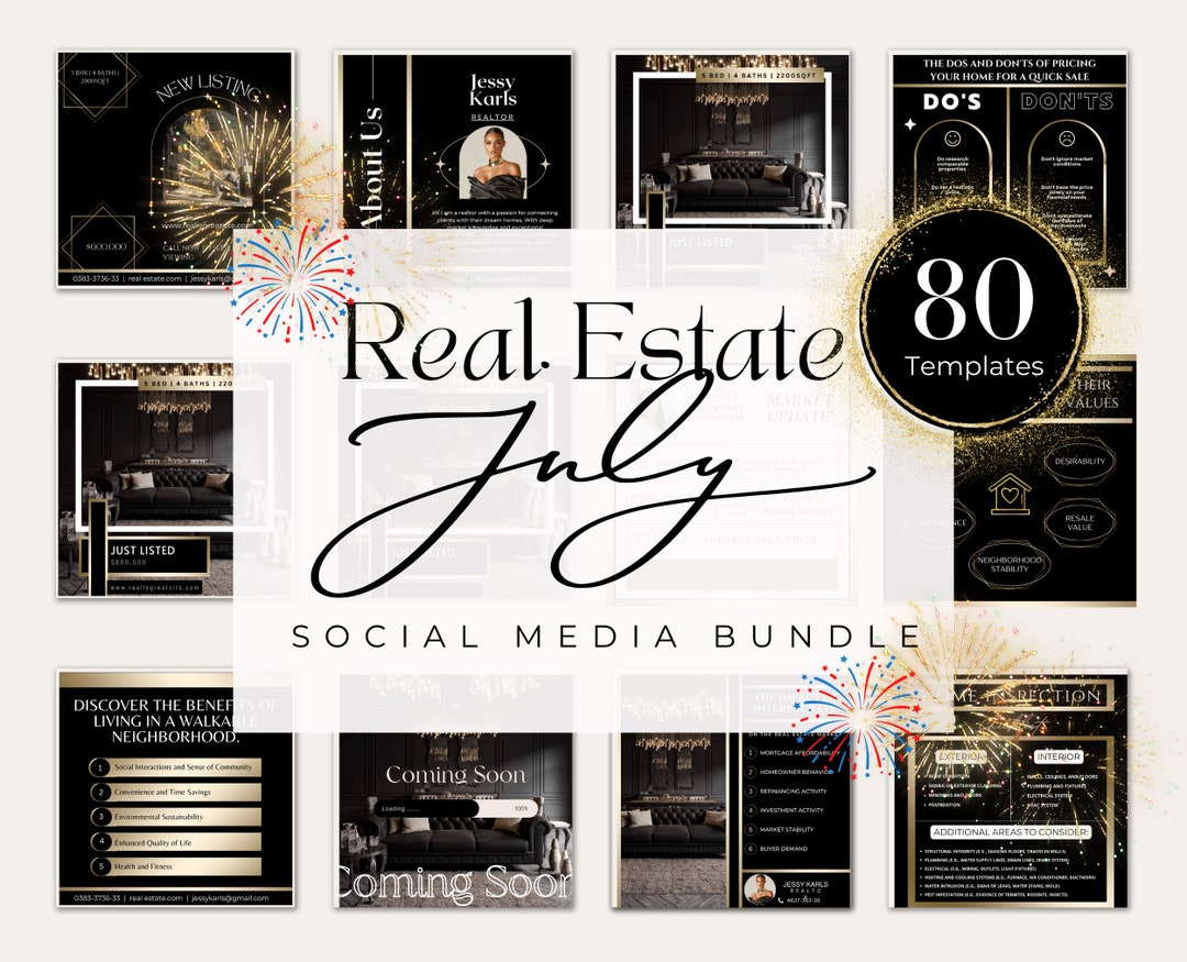 80+ July Real Estate Marketing Templates| Summer Realtor Posts| Luxury ...