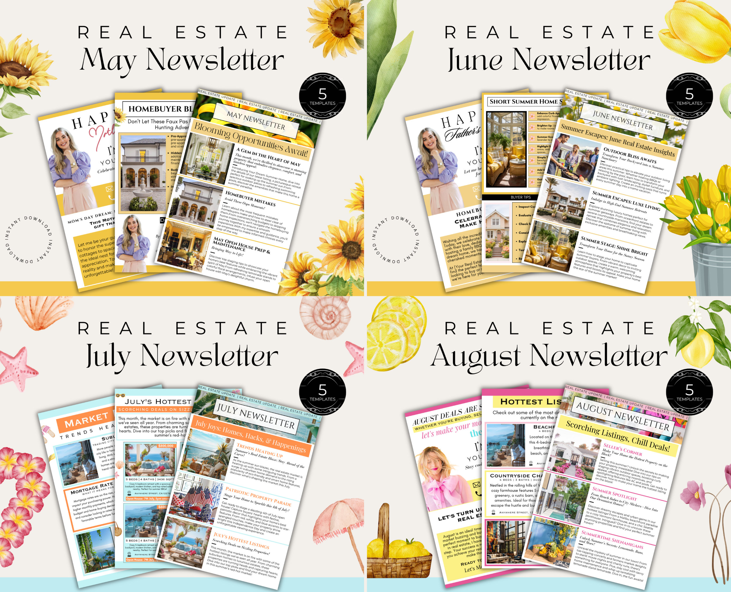 Real Estate Newsletter Bundle| Real Estate Full Year Newsletter Bundle ...