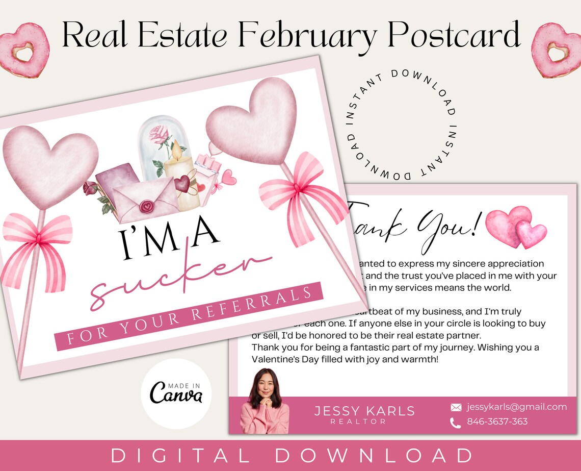 Real Estate February Postcard Templates| Valentines Day Real Estate ...