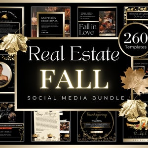 260+ Black &gold Fall Real Estate Templates| Fall Social Media Posts ...