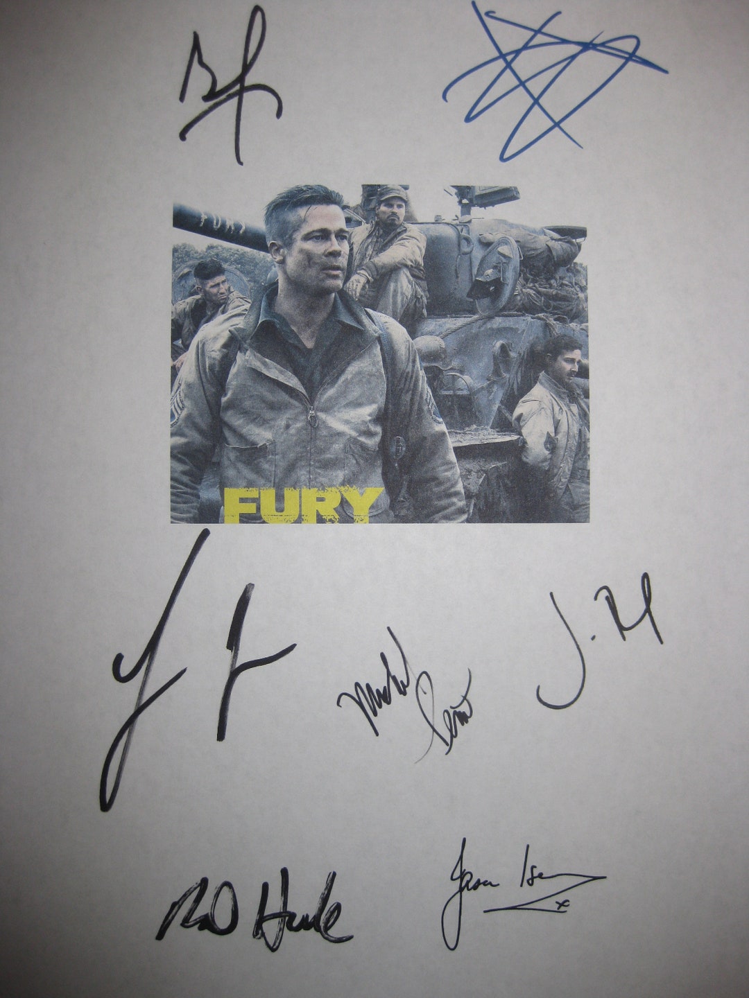 Fury Signed Film Movie Screenplay Script X7 Autrograph Brad Pitt Shia ...