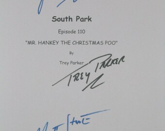 South Park mr. Hankey the Christmas Poo TV Signed Script Autographed ...