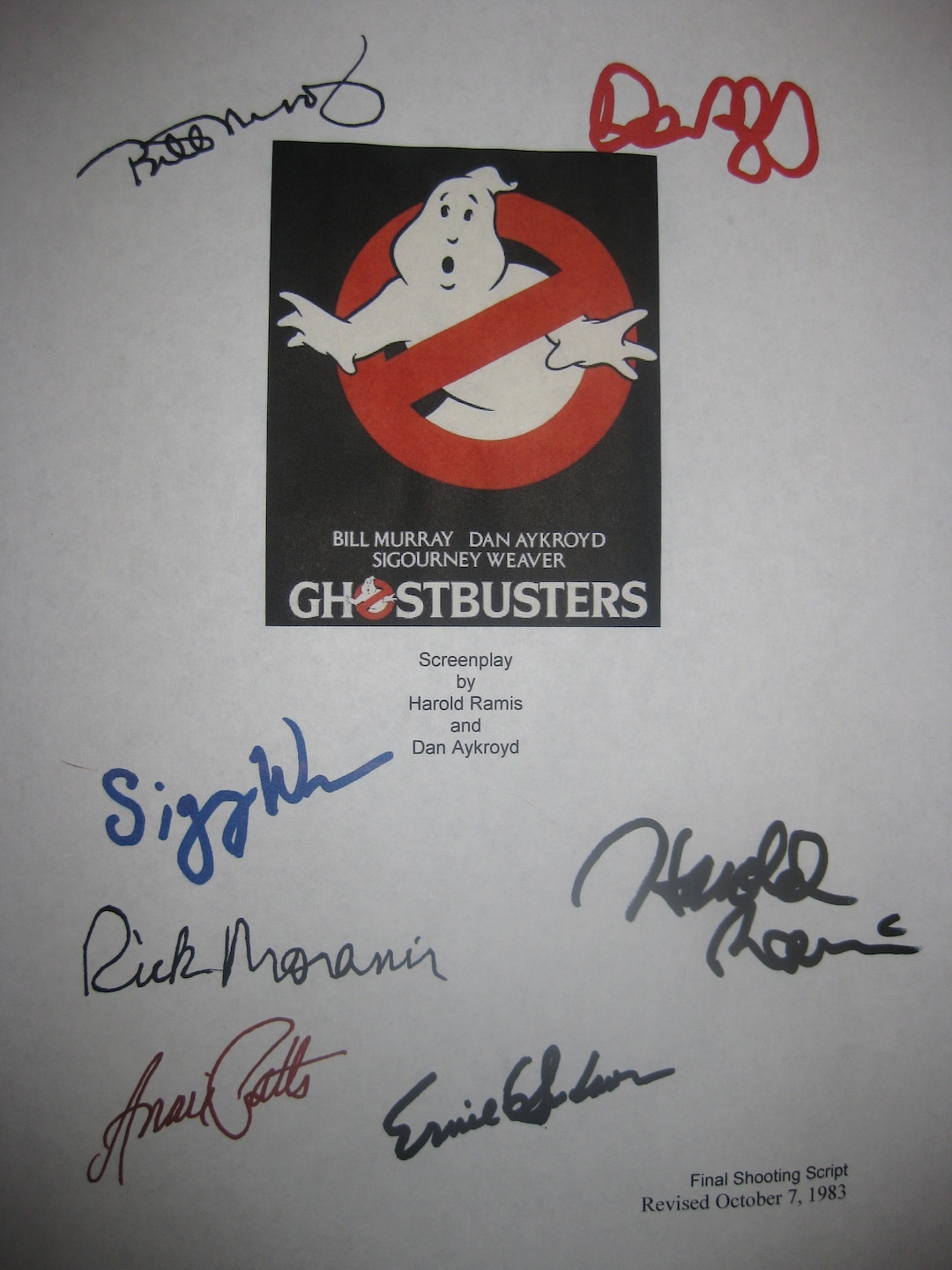 Ghostbusters Signed Film Movie Script Screenplay Autographs Harold ...
