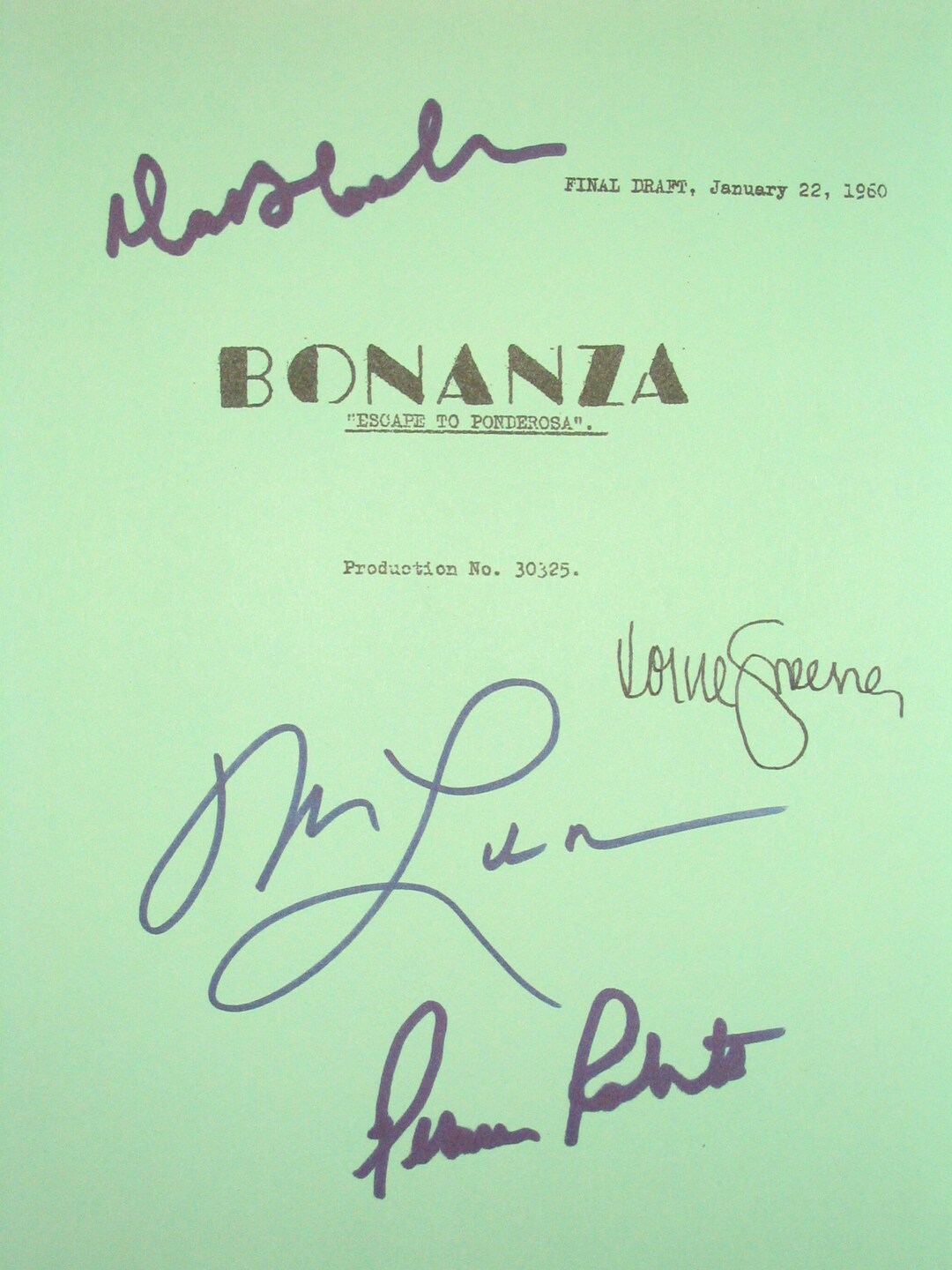 Bonanza Signed TV Script Screenplay Autographs Michael Landon Dan ...