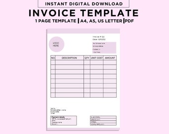 A5 Editable Invoice Template - Etsy